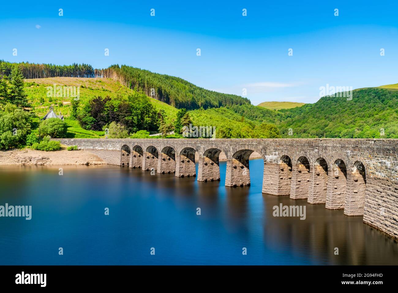 Garreg Ddu Dam and Reservoir, Elan Valley in Powys, Wales. Long ...
