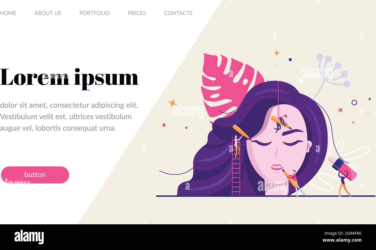 Permanent makeup. The scene with the big head of the girl and the ...