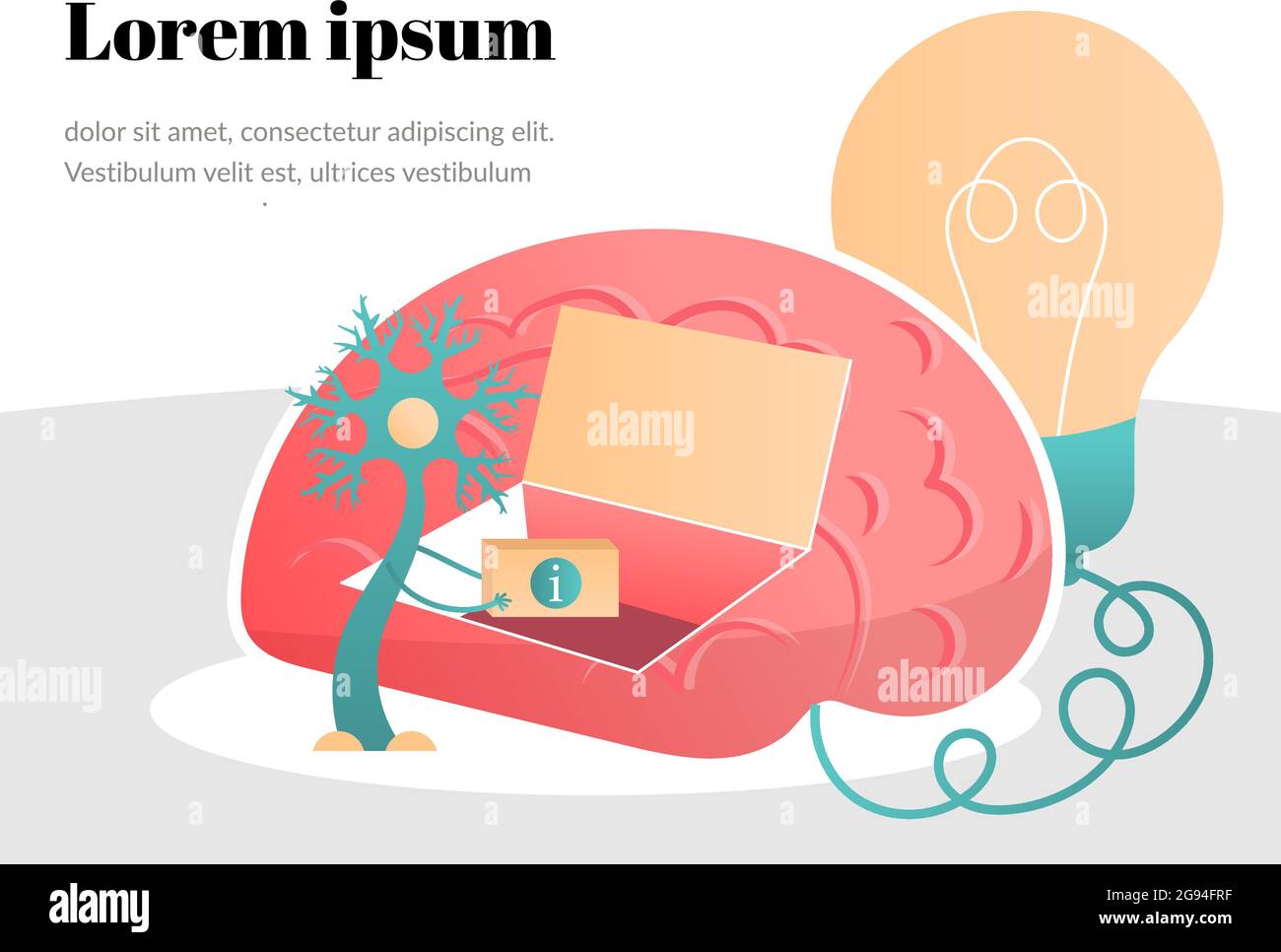 Neurons transmit information to the brain. Vector flat illustration ...