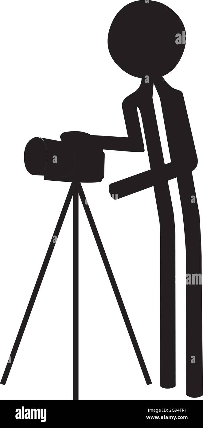 Man video camera on tripod Stock Vector Images - Alamy