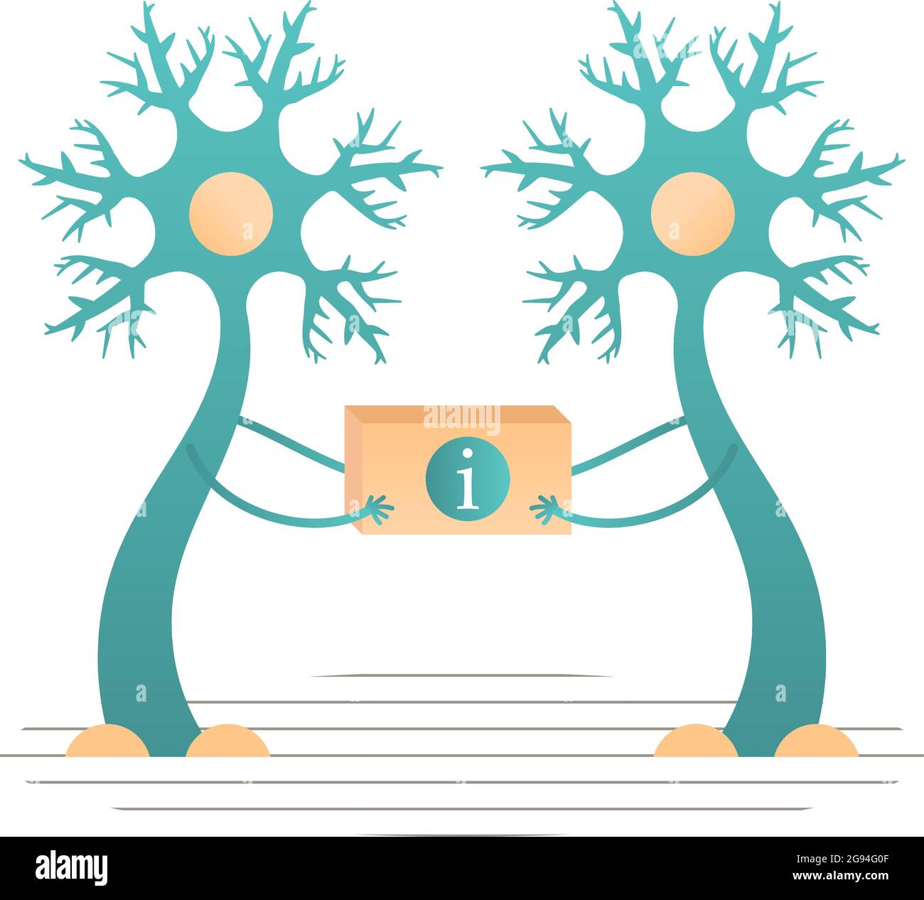 Neurons transmit information to the brain. Vector flat illustration ...