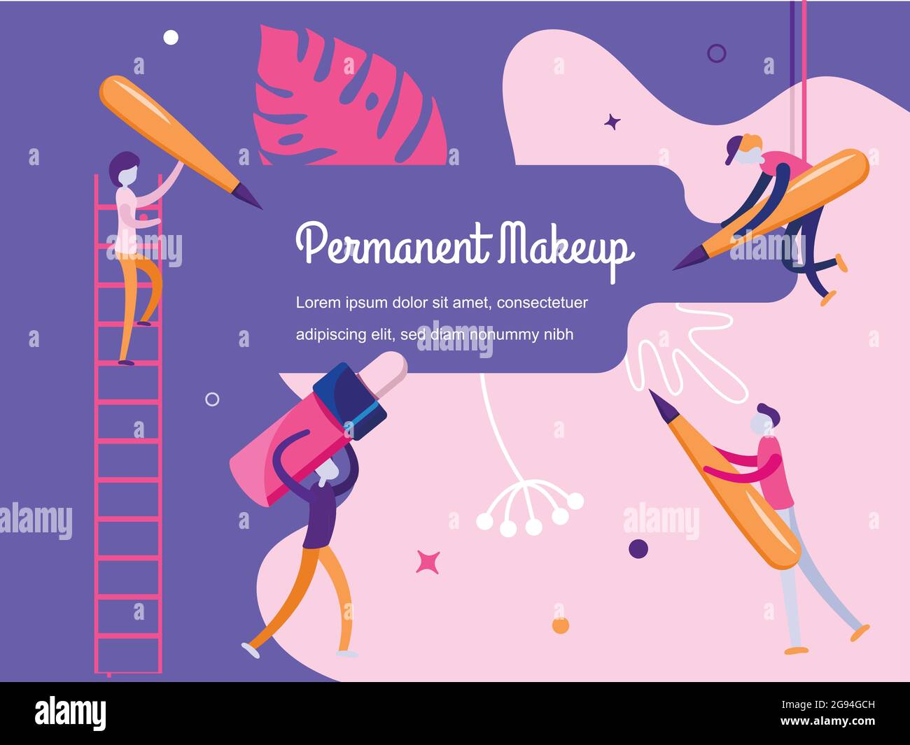 Permanent makeup. The scene with the big head of the girl and the ...