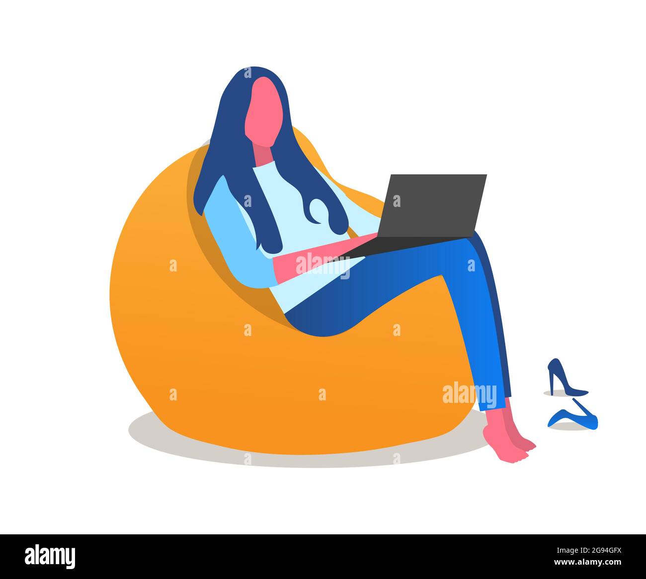 Barefoot girl laptop Stock Vector Images - Alamy