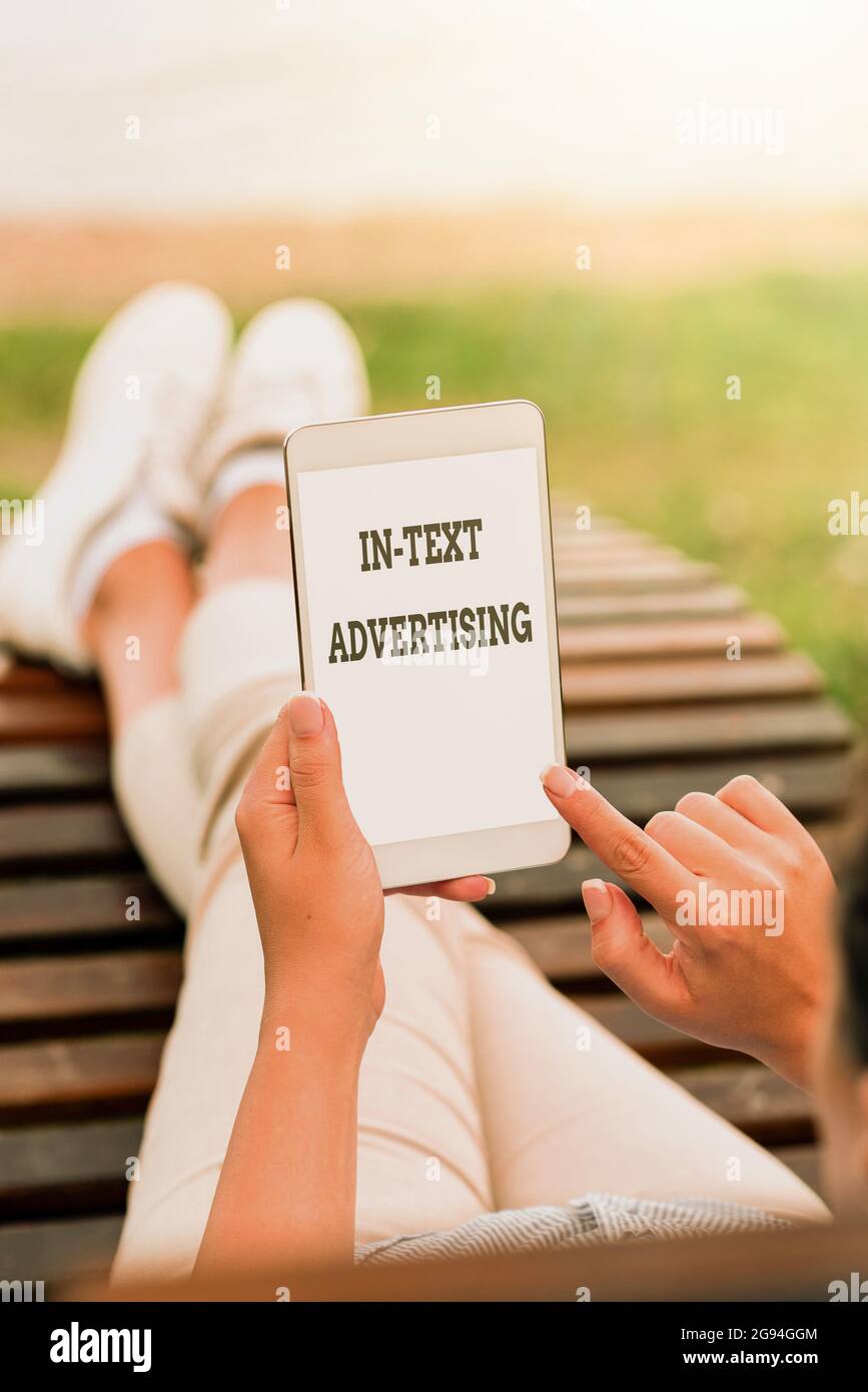 Text caption presenting In Text Advertising. Word for advertisement on ...