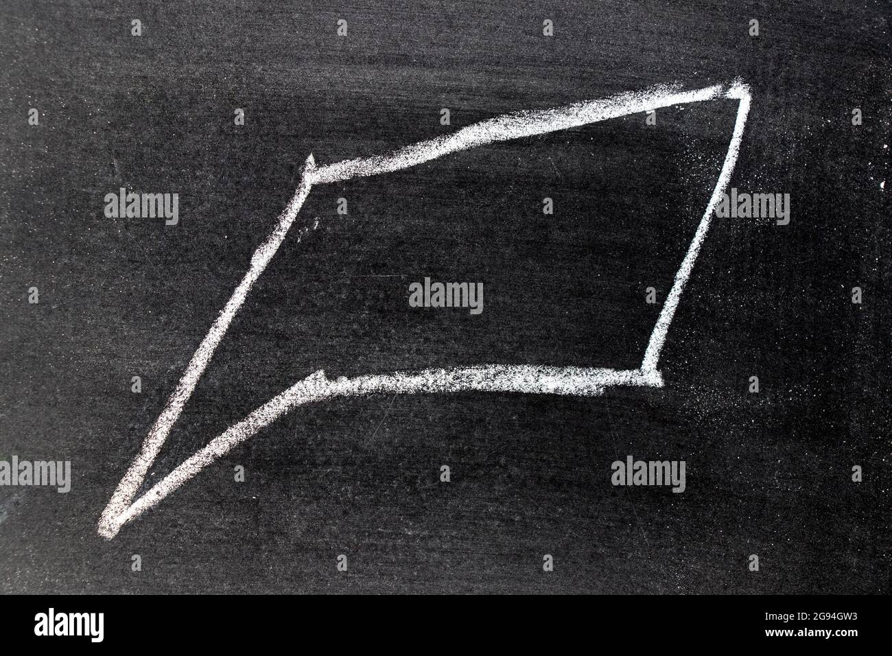 White chalk hand drawing in square bubble speech shape with blank space ...