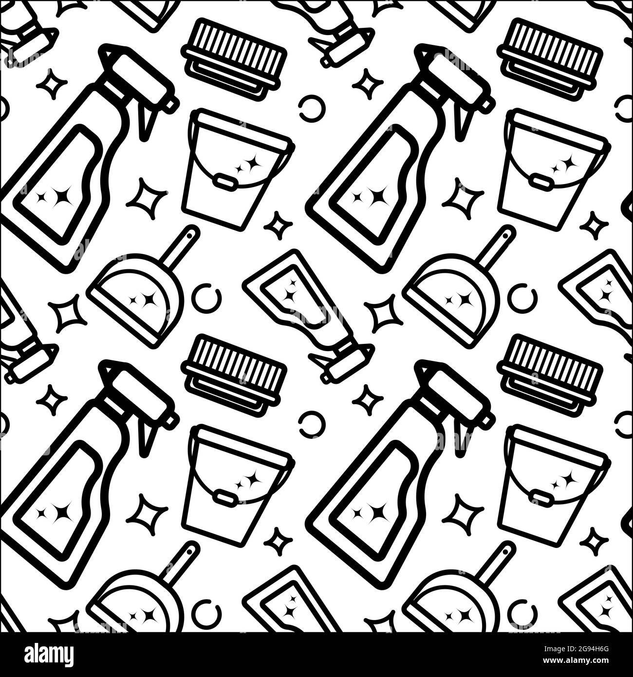 Vector seamless pattern of accessories for cleaning the house. Flat ...