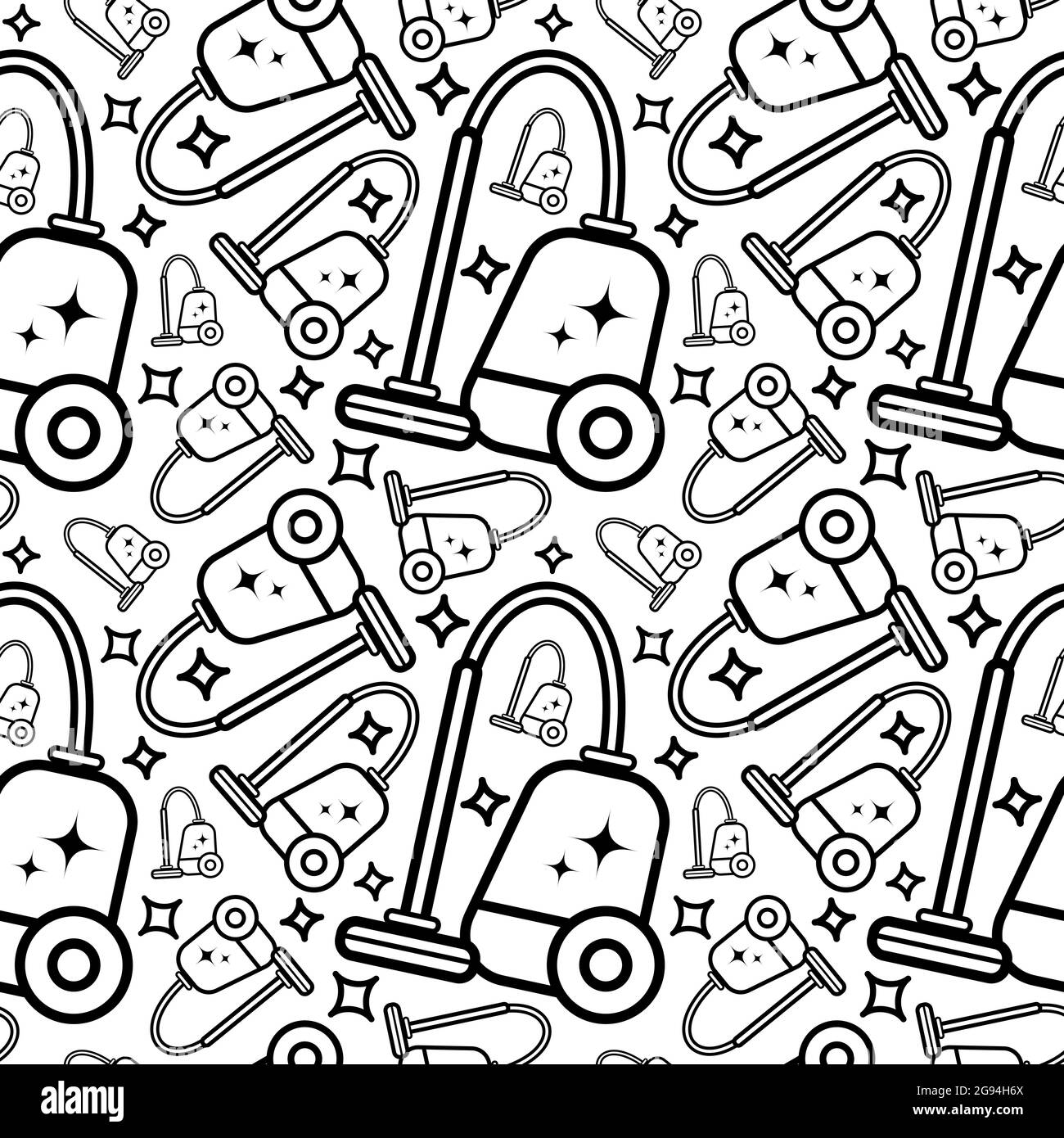 Vector seamless pattern of vacuum cleaner. Flat linear art on a white ...