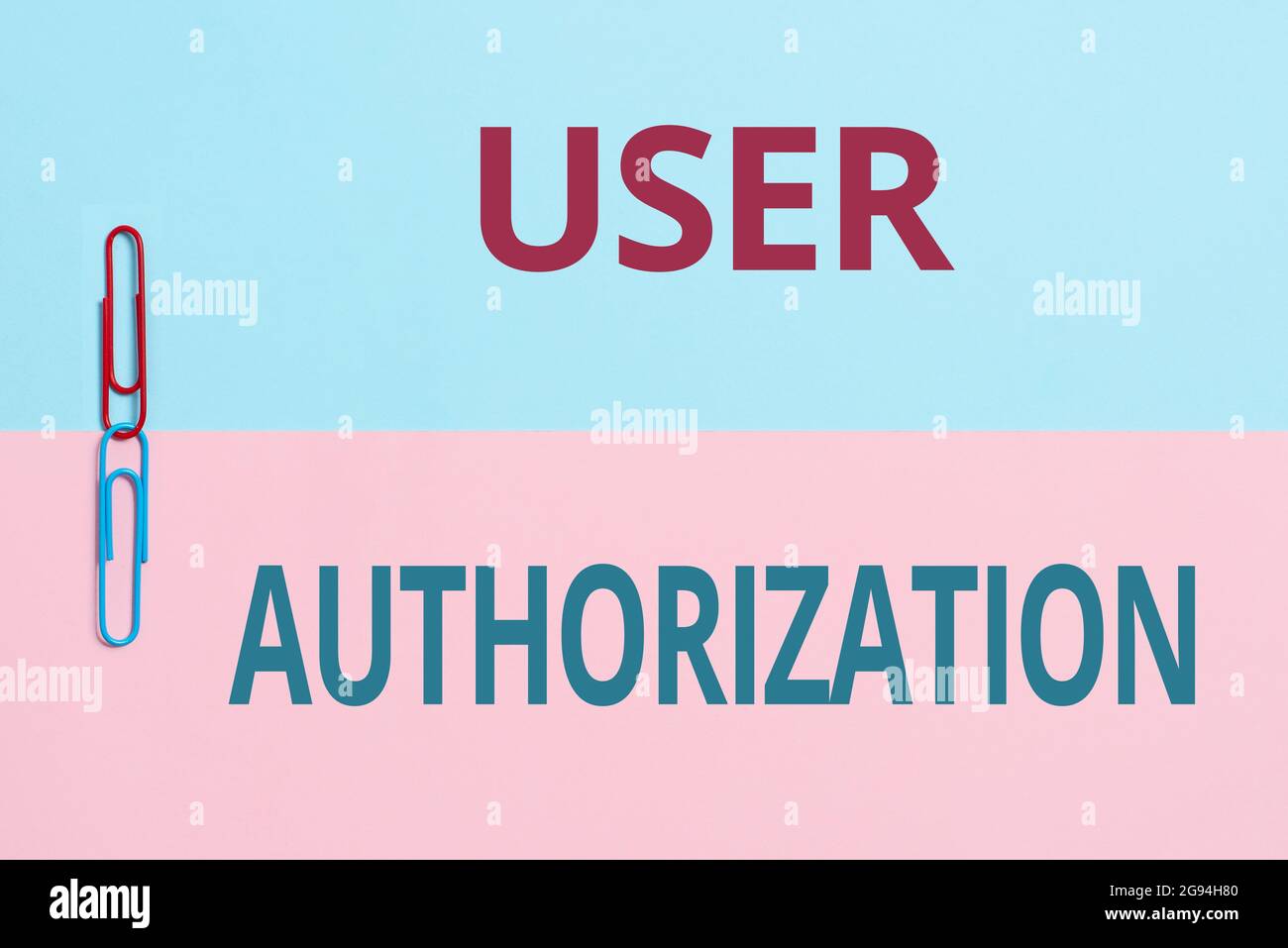 Writing displaying text User Authorization. Word for security mechanism ...