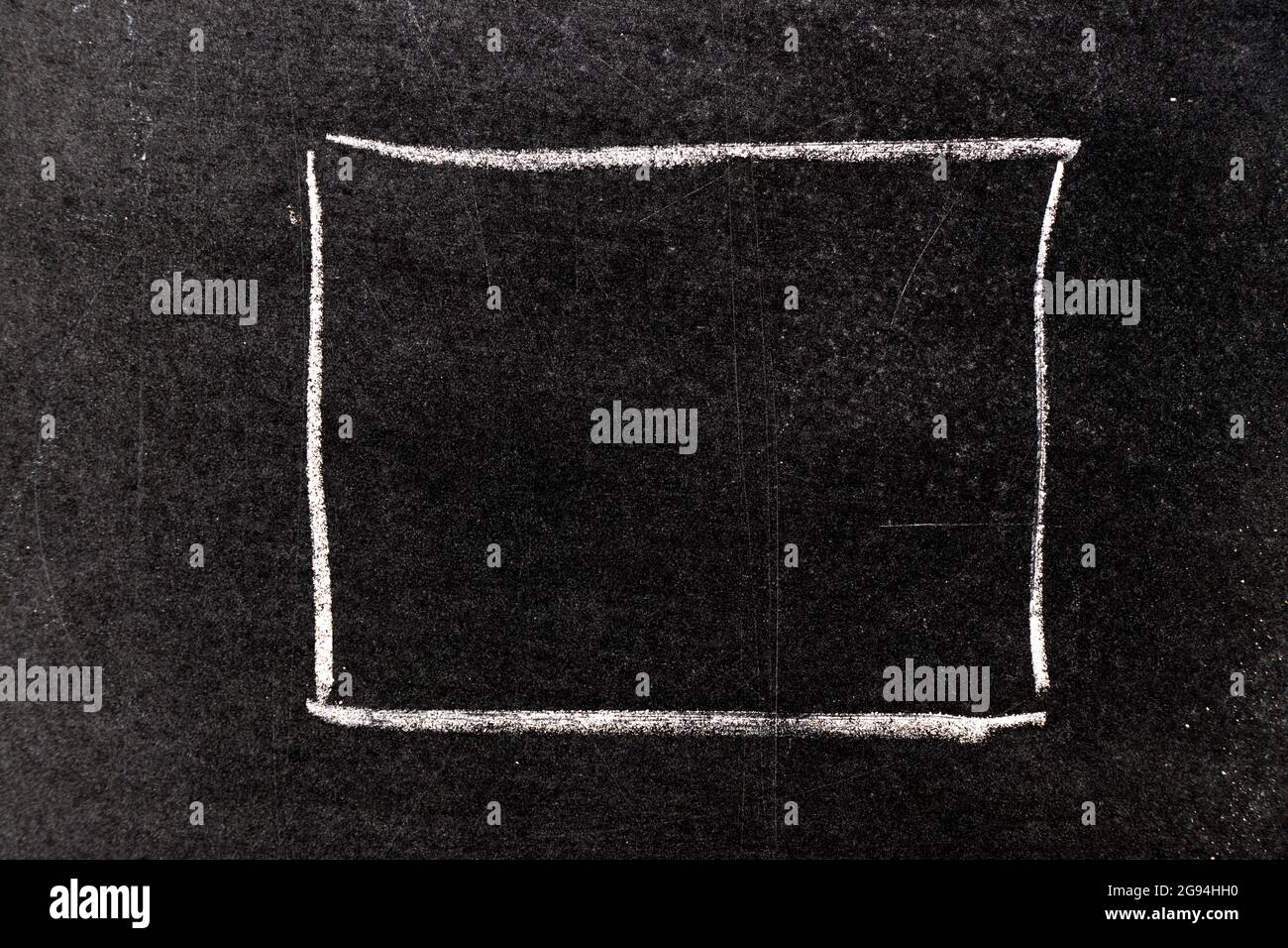 White chalk hand drawing in blank square shape on blackboard background ...