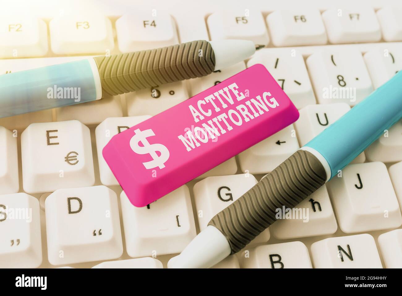 Text sign showing Active Monitoring. Business concept person incharge ...