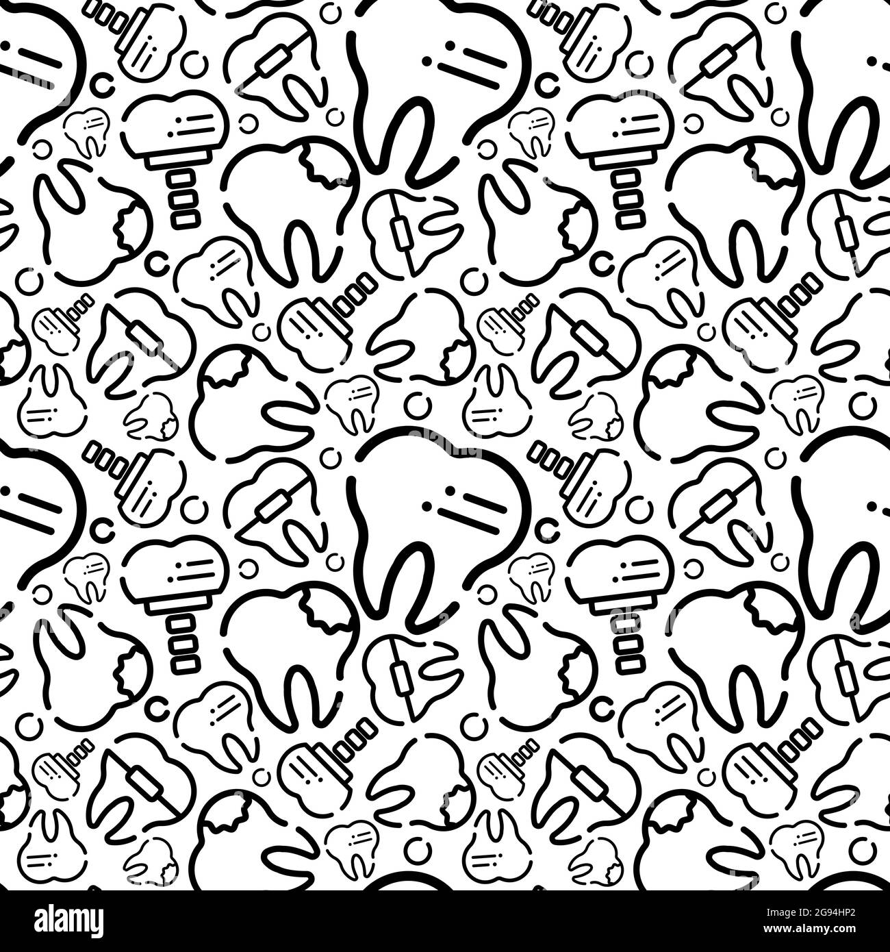 Vector seamless pattern on dental theme. Teeth and equipment for ...