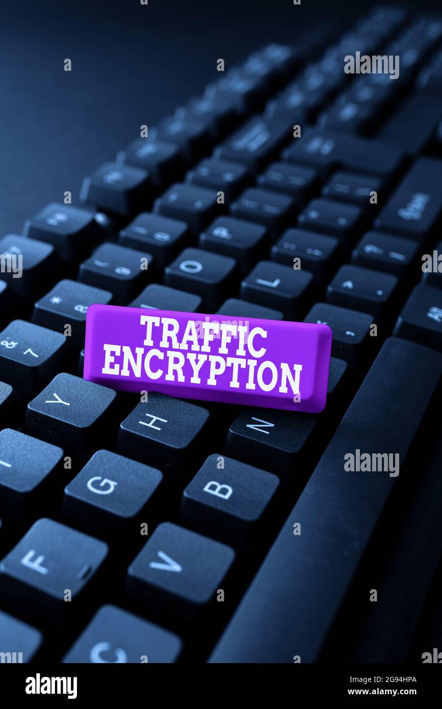 Hand writing sign Traffic Encryption. Internet Concept method of ...