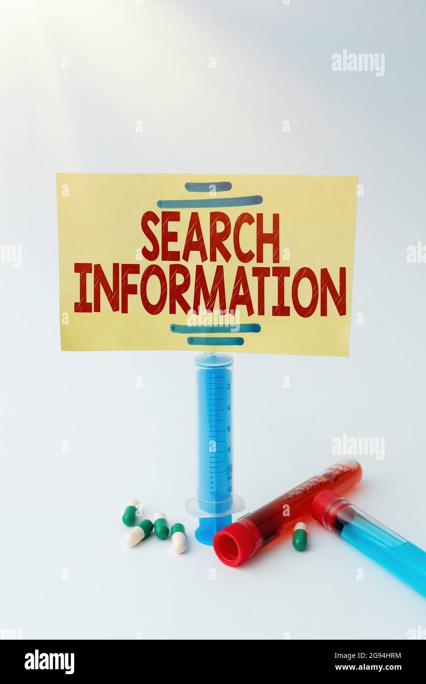Hand writing sign Search Information. Concept meaning the act or ...