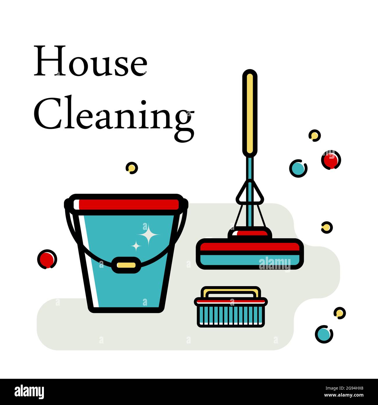 Vector background of accessories for cleaning in a flat style. Washing ...
