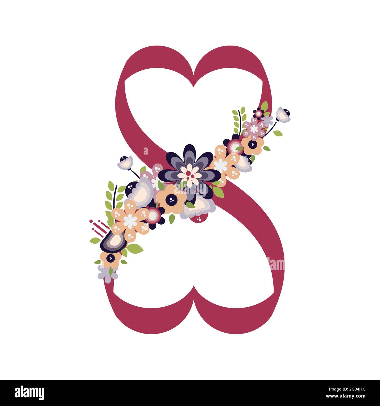 Vector flat number 8 with flowers. International Women s Day Stock ...