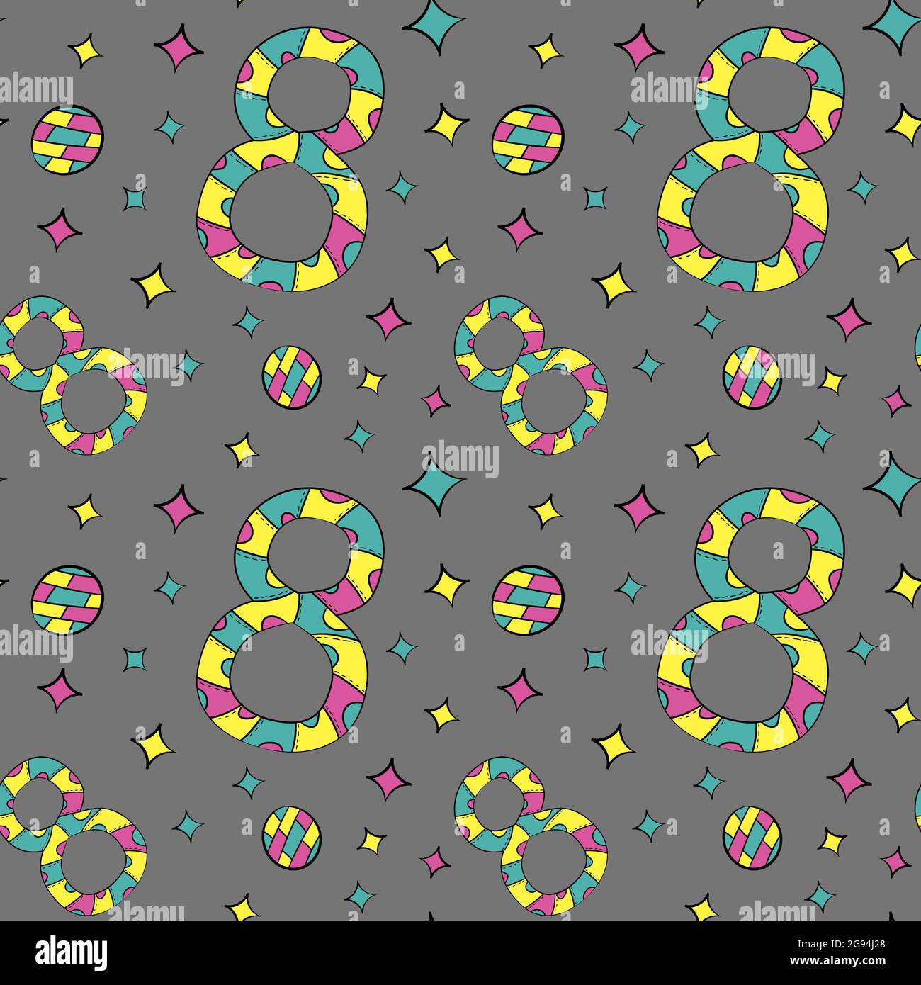 Vector seamless pattern of flat lily of the valley flowers, leaves and ...