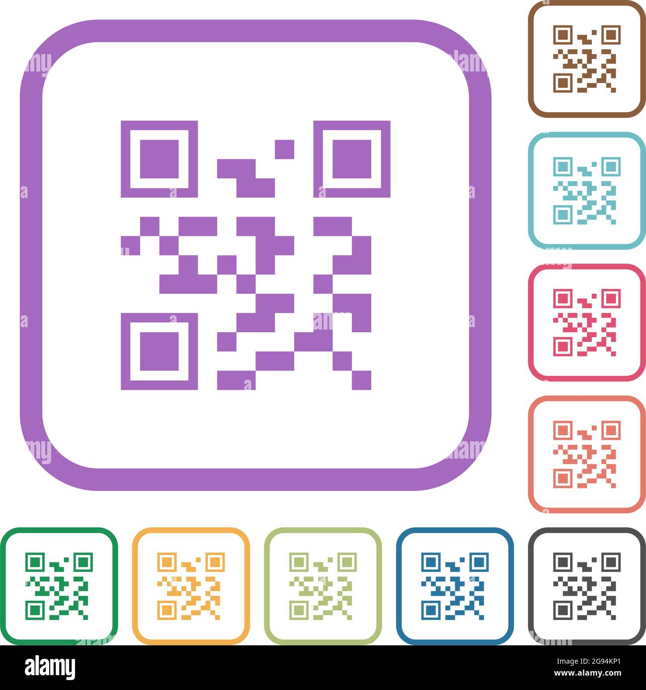 Qr Code Simple Icons In Color Rounded Square Frames On White Background Stock Vector Image And Art