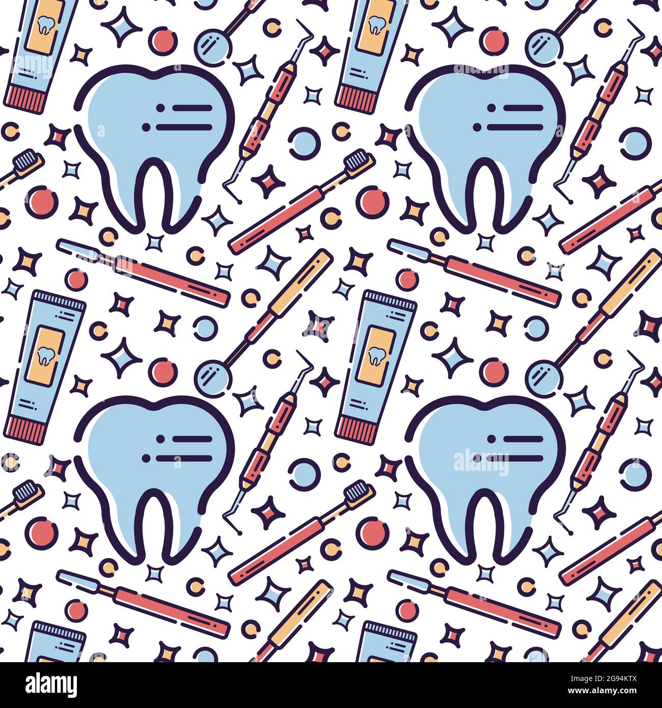Vector seamless pattern on dental theme. Teeth and equipment for ...