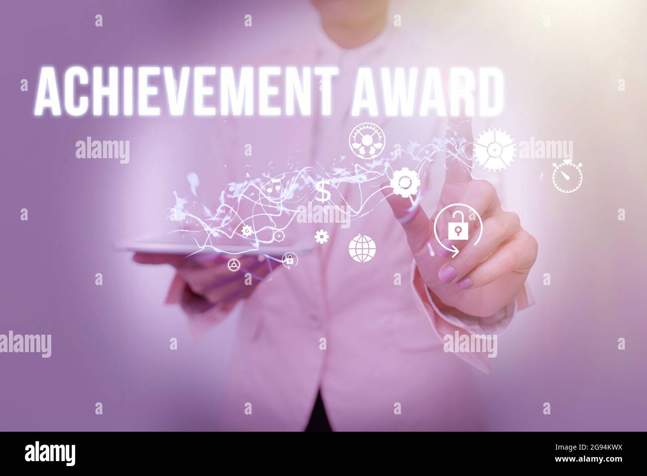 Sign displaying Achievement Award. Business overview recognizes worthy ...