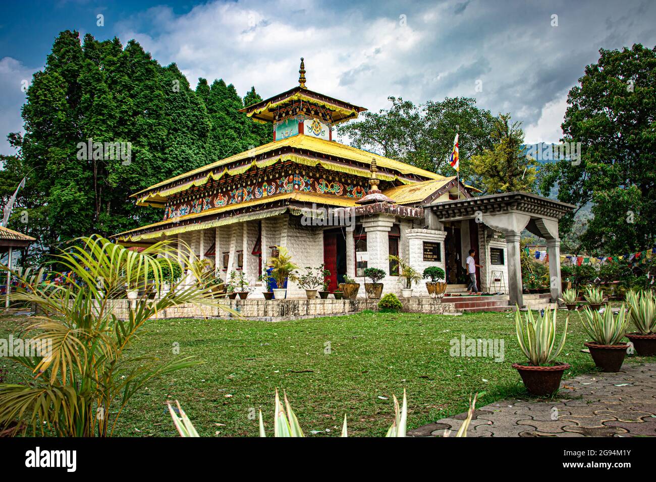 buddhist monastery with beautiful sky at day from low angle image is ...