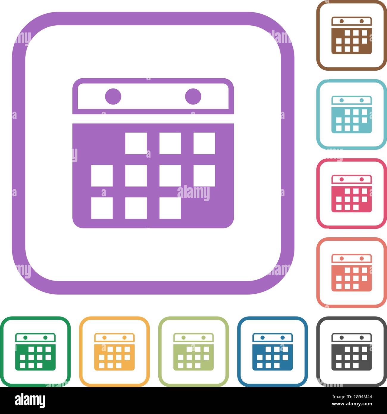 Hanging calendar alternate version simple icons in color rounded square ...