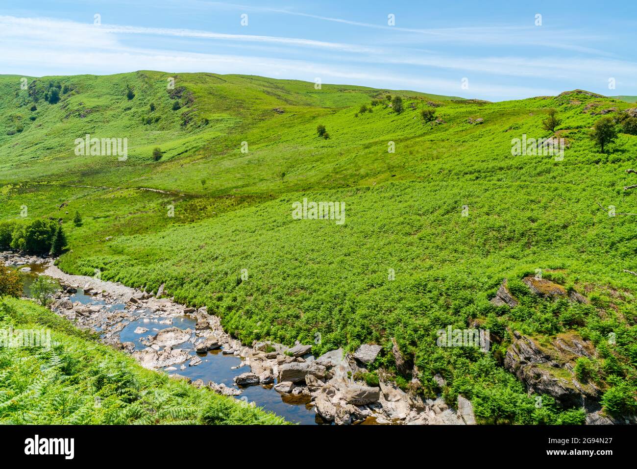 View of beautiful Welsh countryside in Elan Valley, Powys, Wales Stock ...