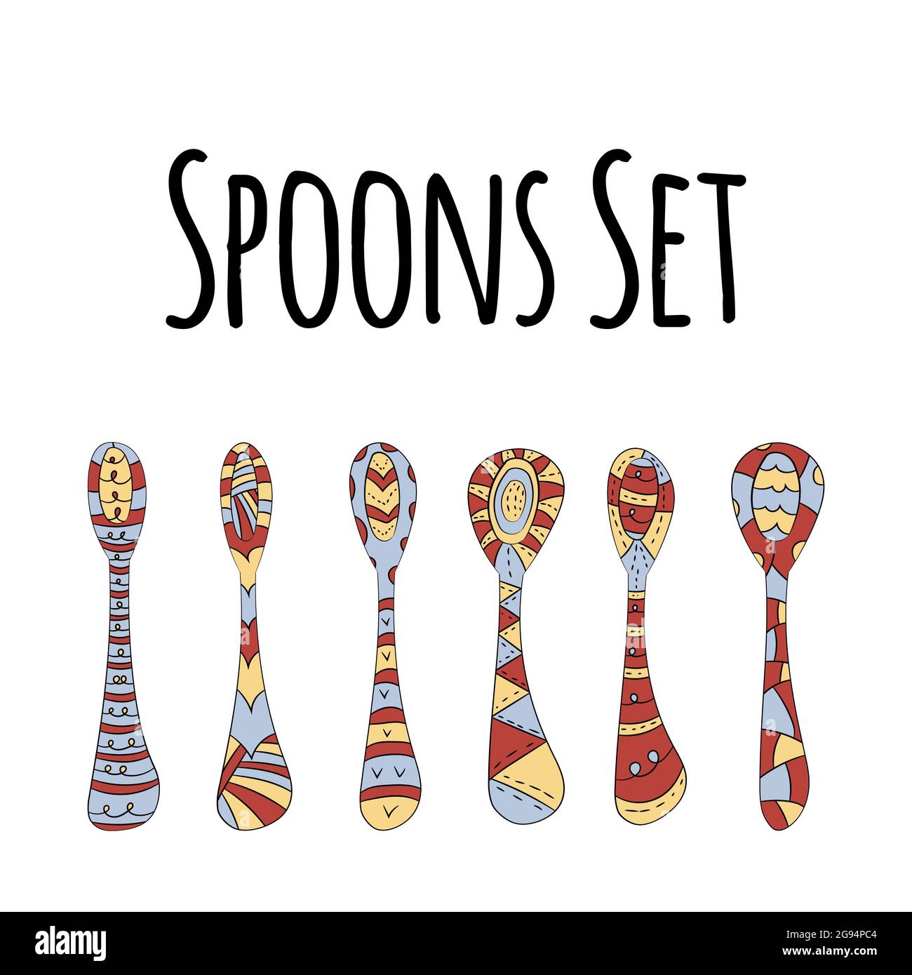 Vector set of dishes in Scandinavian style. Isolated objects on white ...