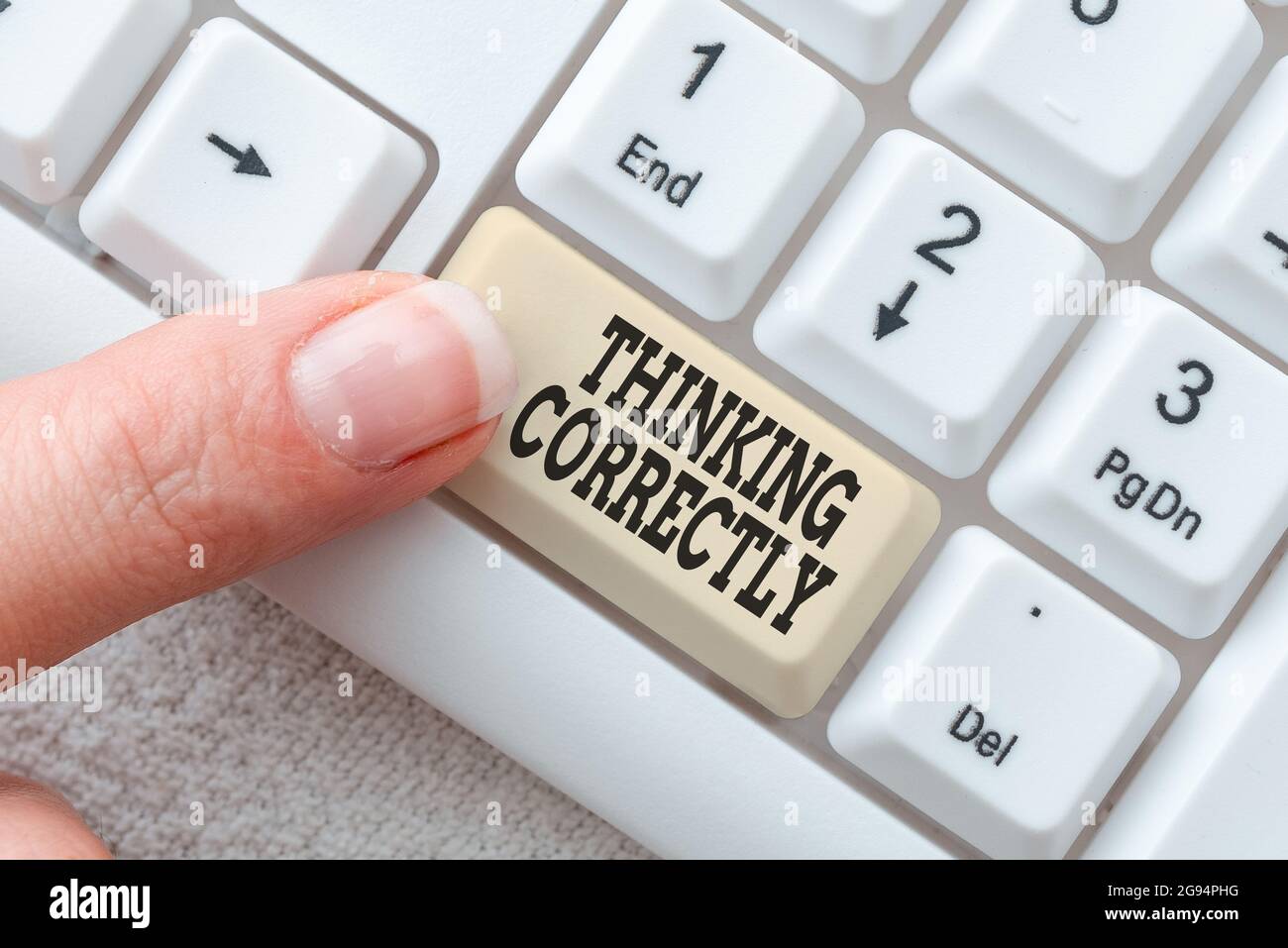 Hand writing sign Thinking Correctly. Business overview principle that ...