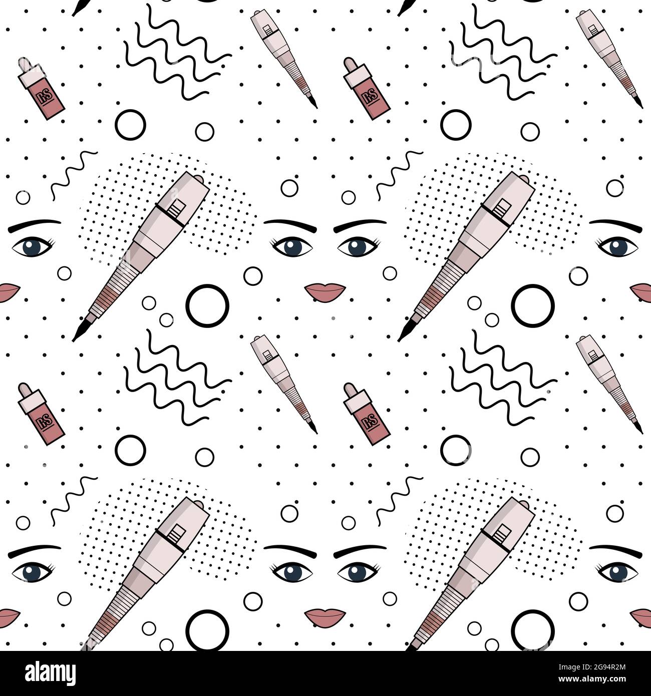 Vector seamless pattern of equipment for permanent make-up. Used for ...