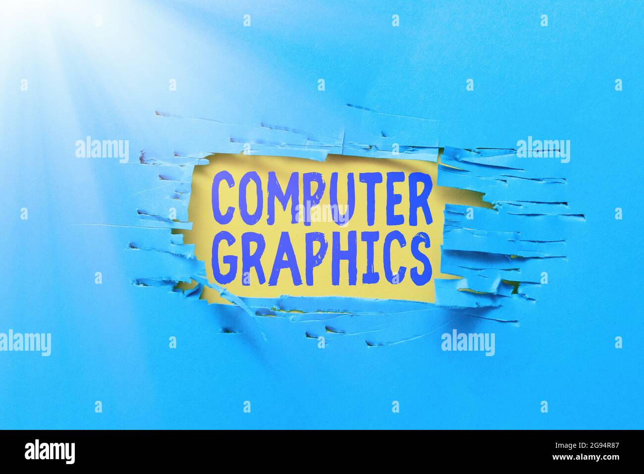 Conceptual display Computer Graphics. Word Written on visual ...