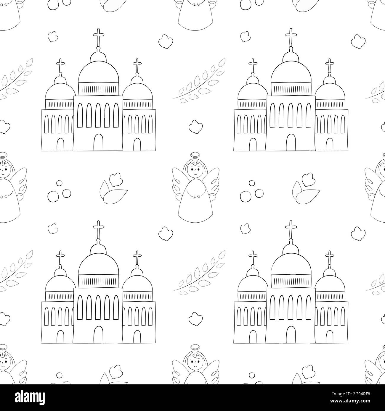 Vectron seamless pattern of elements drawn manually in the style of ...