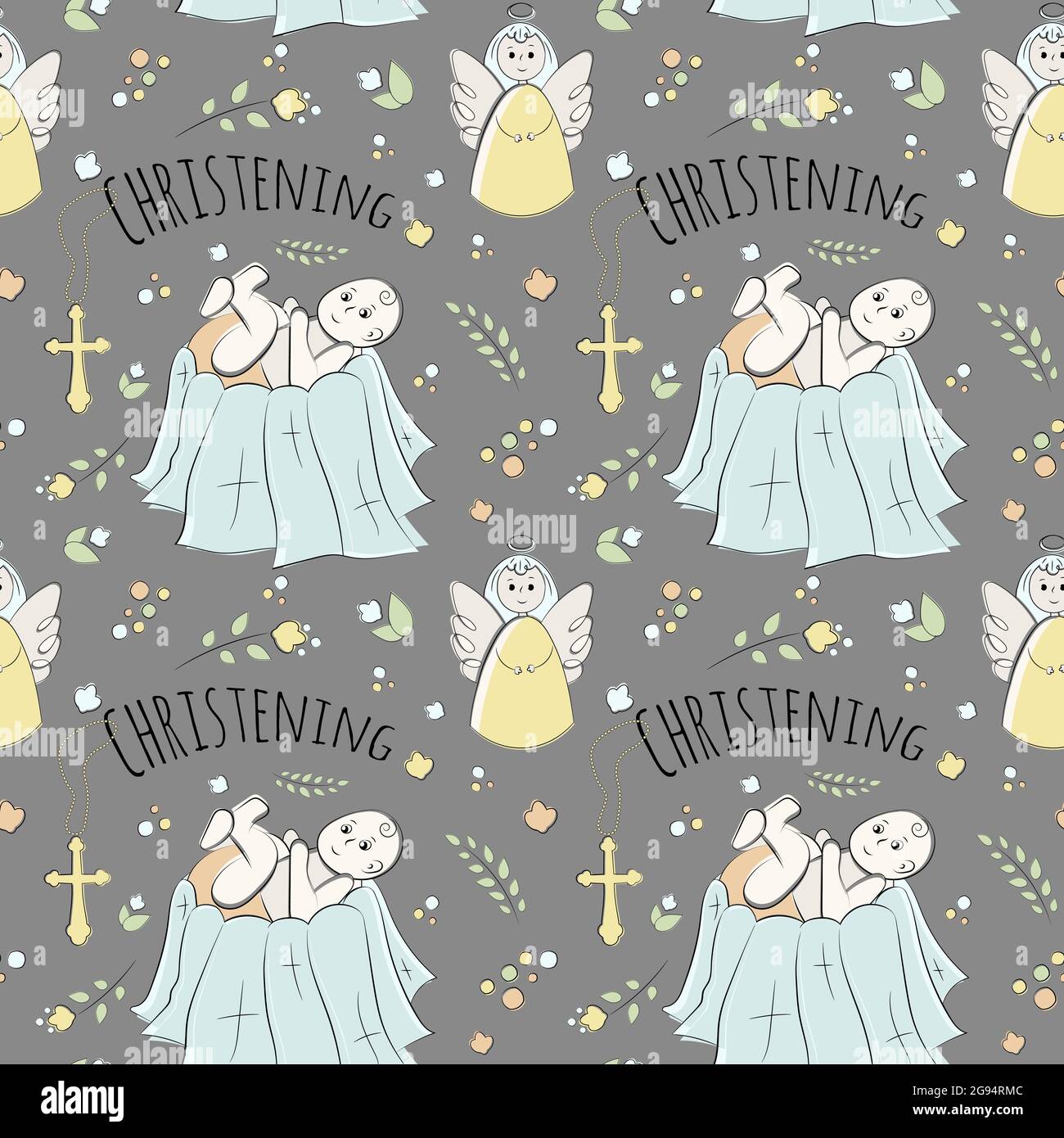 Vectron seamless pattern of elements drawn manually in the style of ...