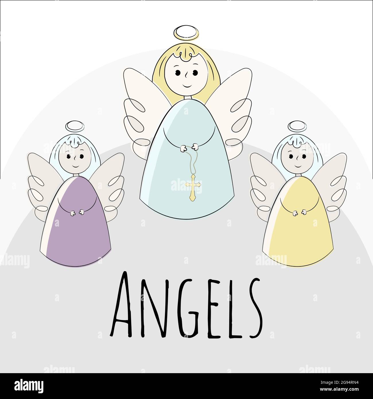 Vector angels on a white background. Hand-drawn in the style of doodle ...