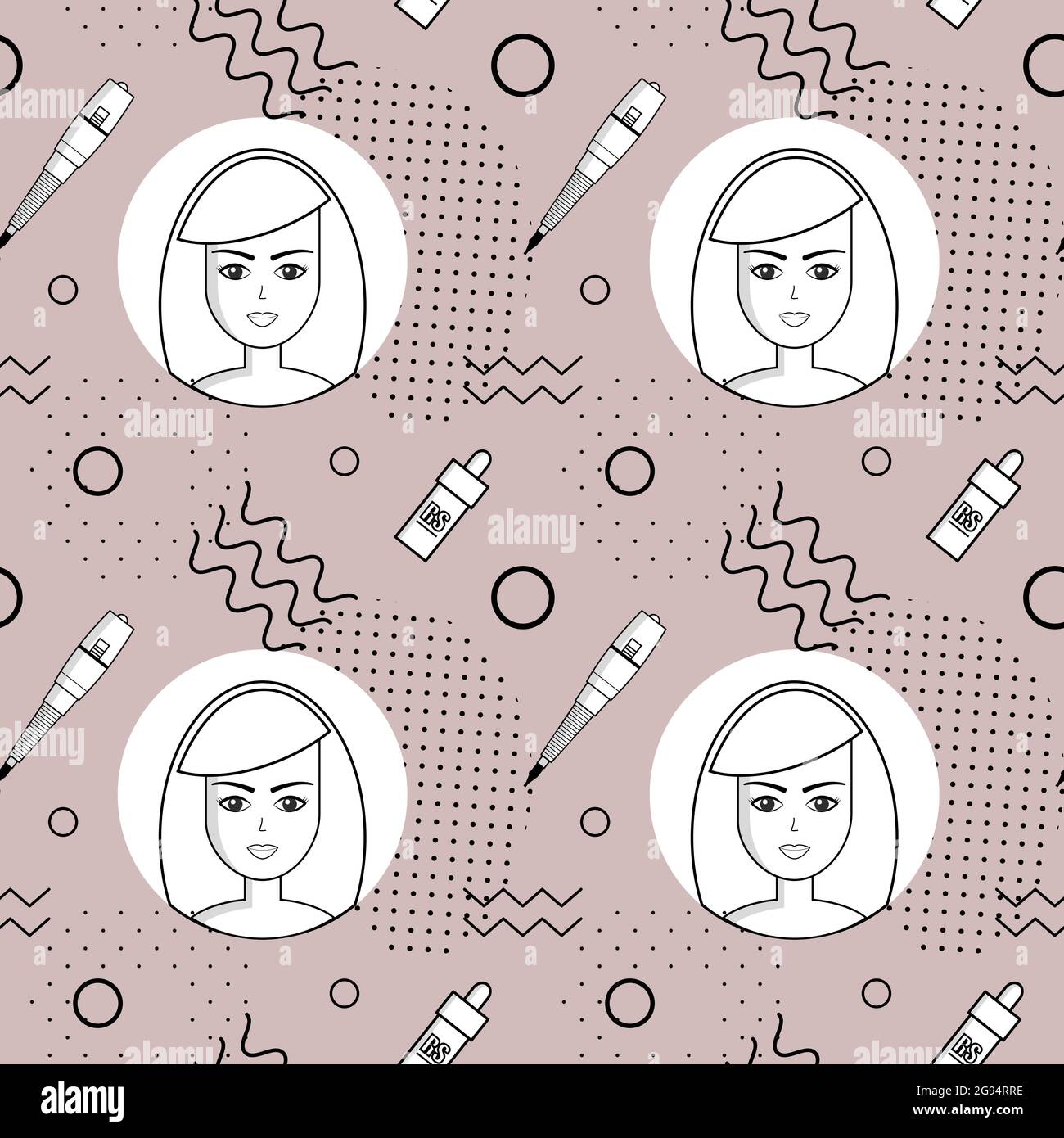 Vector seamless pattern of equipment for permanent make-up. Used for ...