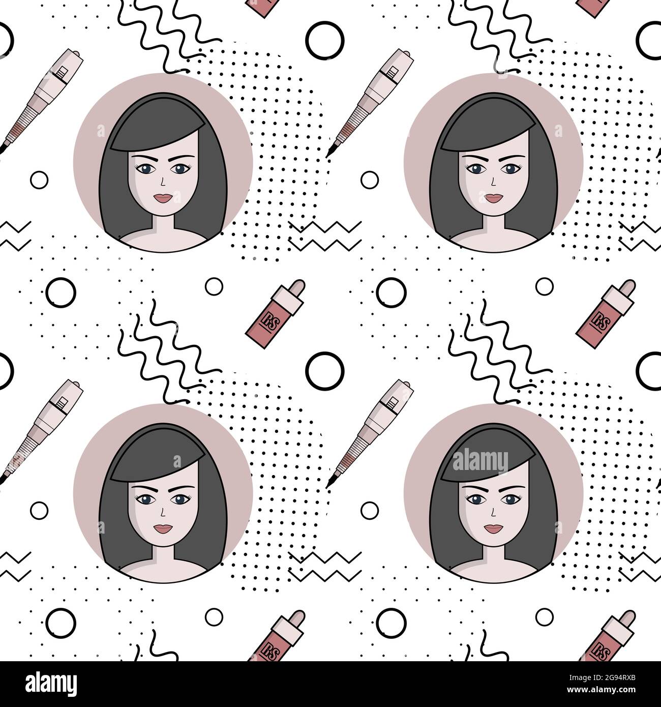 Vector seamless pattern of equipment for permanent make-up. Used for ...