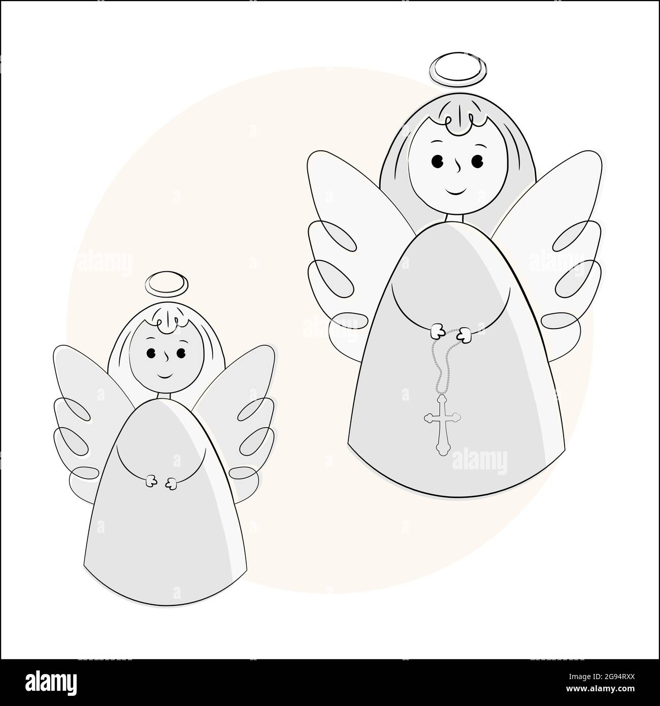 Vector angels on a white background. Hand-drawn in the style of doodle ...