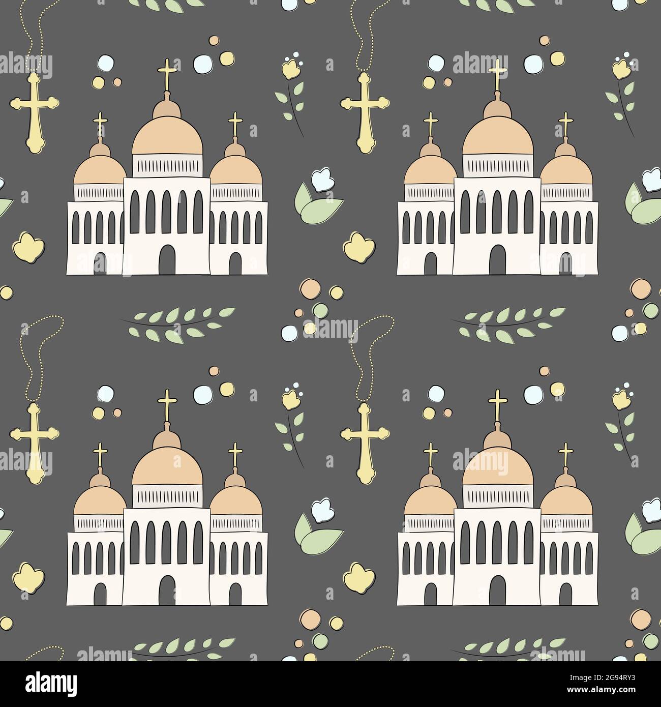 Vectron seamless pattern of elements drawn manually in the style of ...