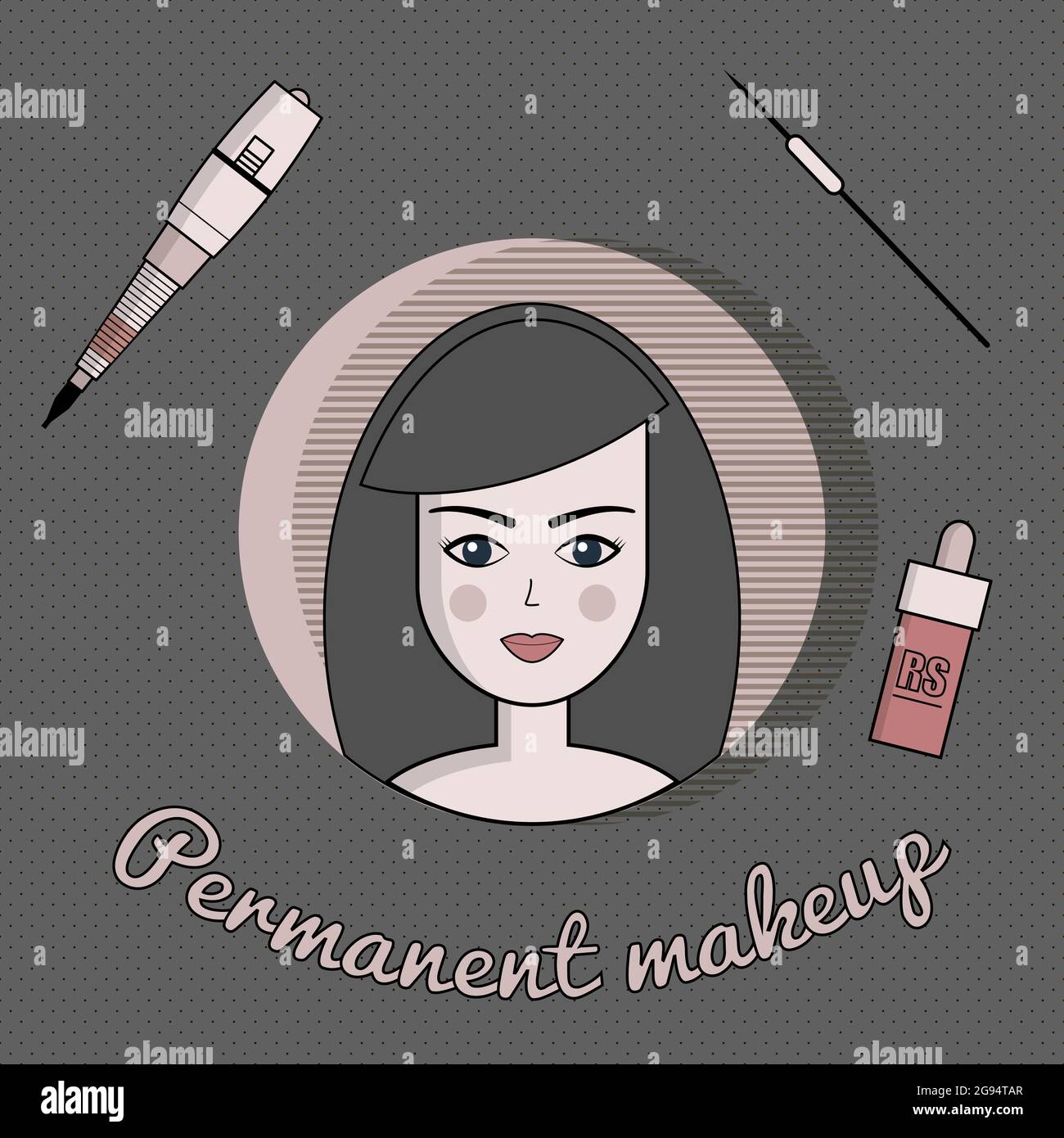 Vector set of equipment for permanent make-up. Used for icons on the ...