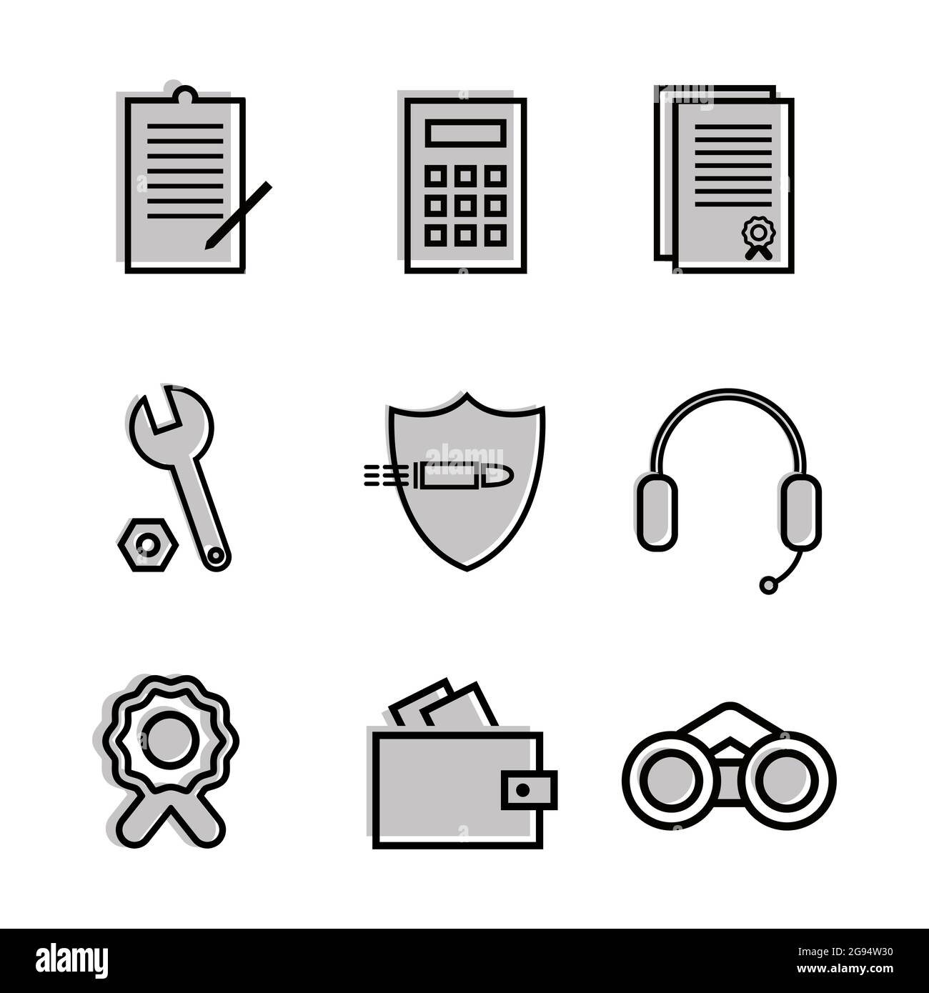 Vet of vector flat icons for commercial, economic, security topics ...