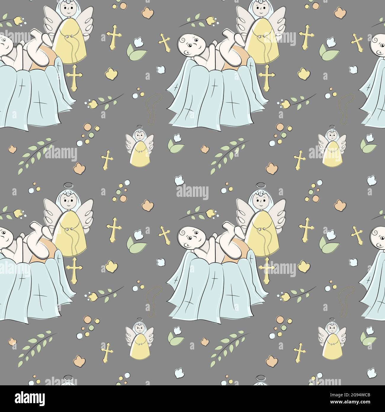 Vectron seamless pattern of elements drawn manually in the style of ...