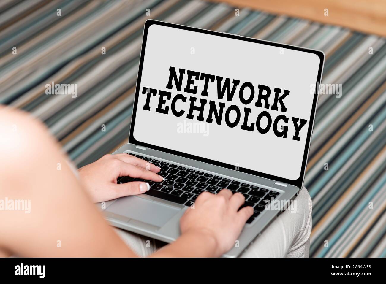 Text caption presenting Network Technology. Concept meaning transmit ...