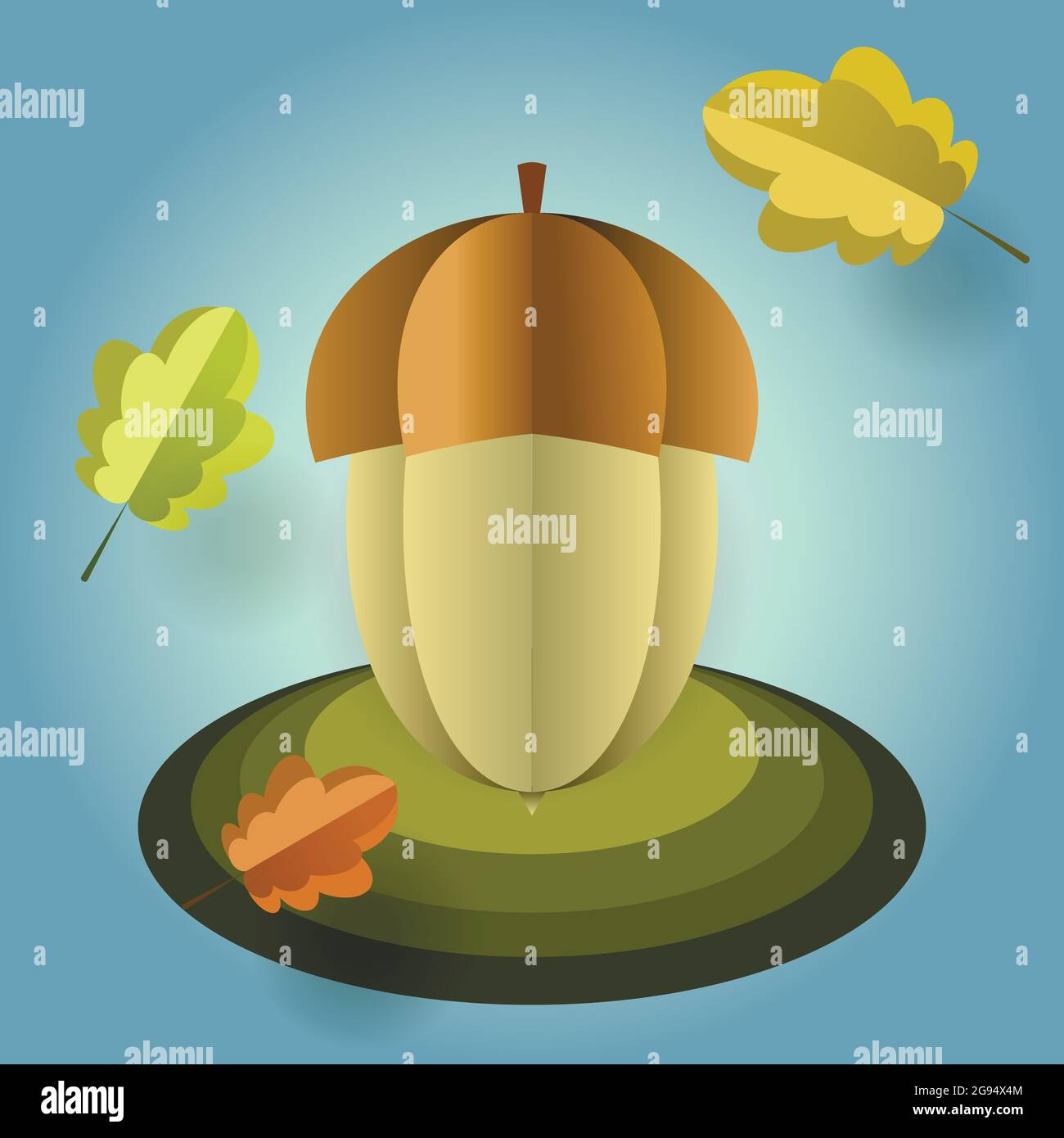 Vector acorn of paper with falling leaves Stock Vector Image & Art - Alamy