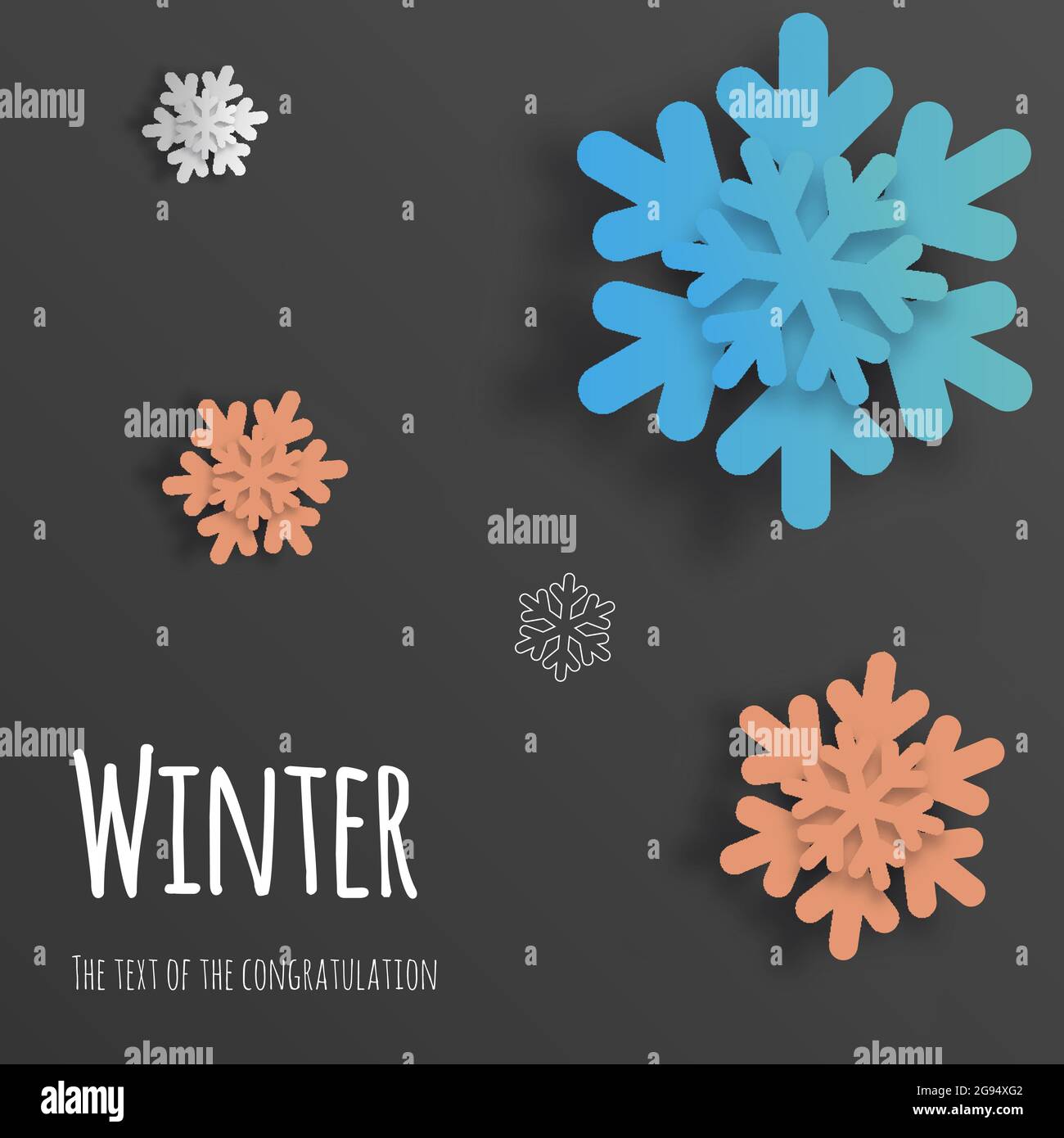 Vector volumetric snowflakes 3d, paper cut. Background for postcards ...