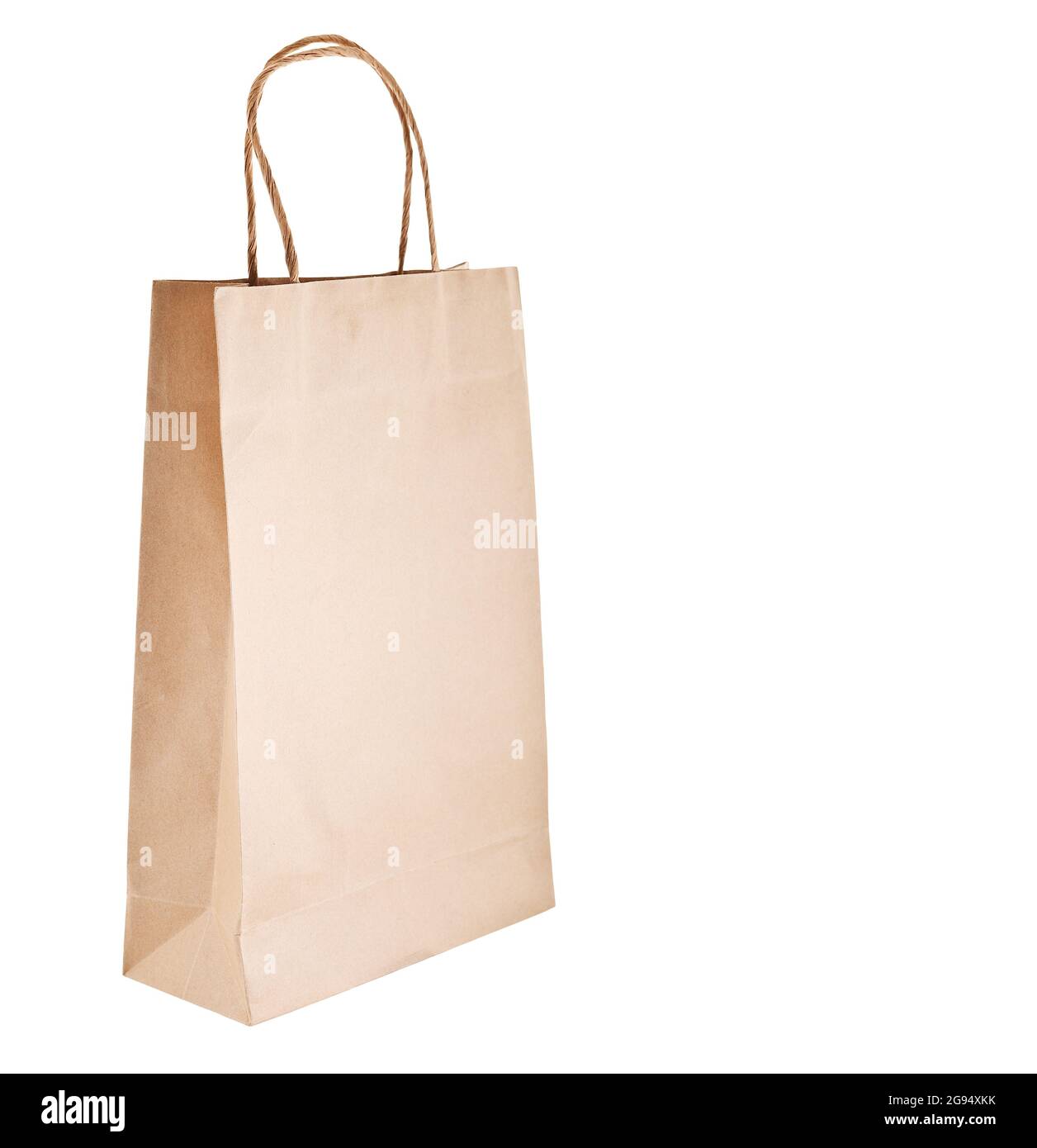 Simple paper bag isolated on white background Stock Photo - Alamy