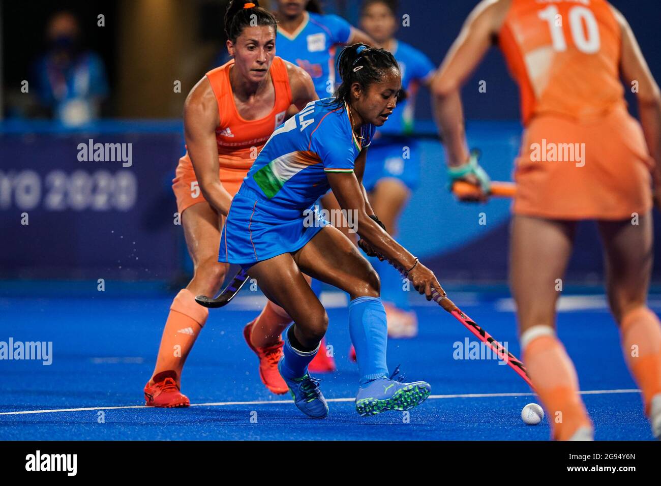 TOKYO, JAPAN - JULY 24: Sharmila Devi of India during the Women's Pool A match between the ...