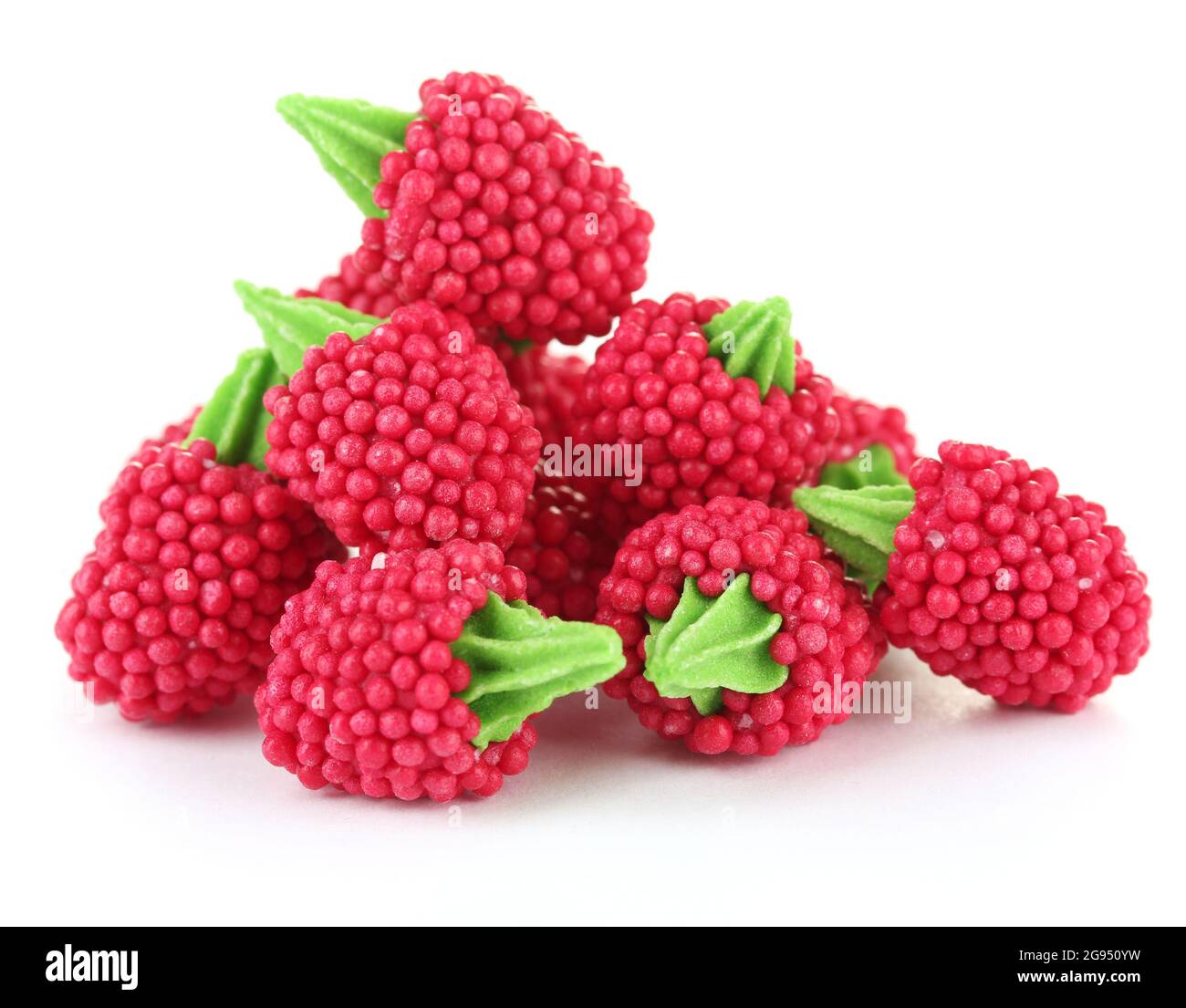 red candy raspberries isolated on white Stock Photo - Alamy