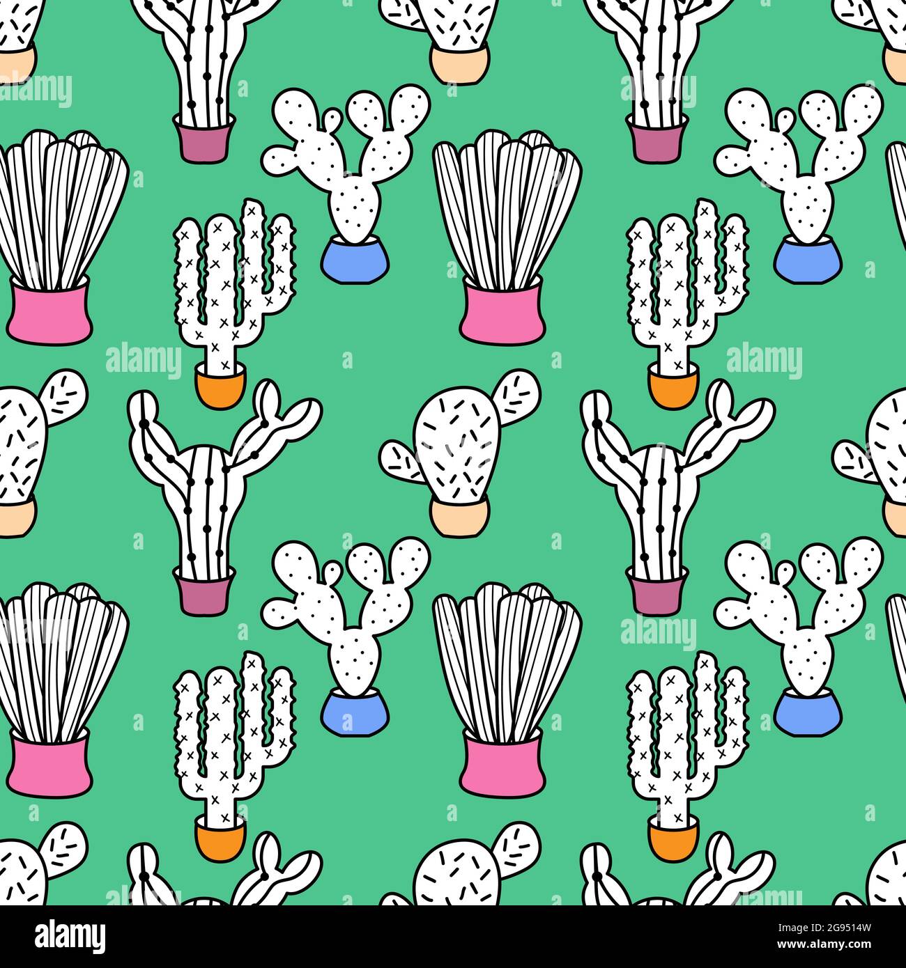 Cactus doodle pattern vector illustration Stock Vector Image & Art - Alamy