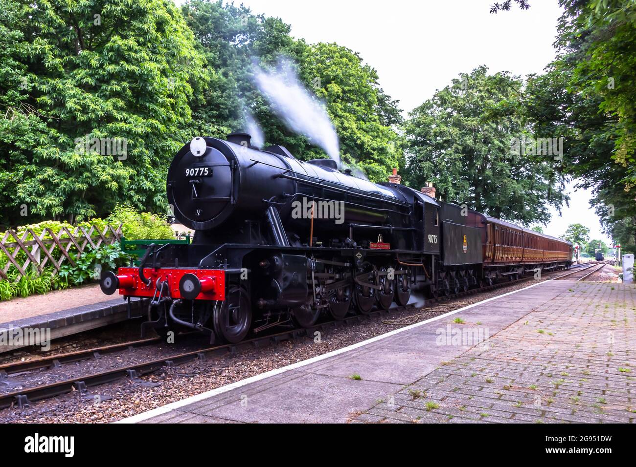 Poppy Line steam train, "The Royal Norfolk Regiment" seen waiting at ...