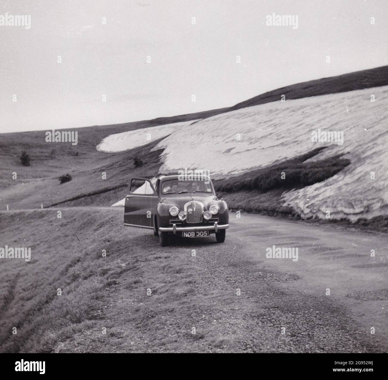 Vintage black and white photo of a Austin A40 Somerset car 1950s Stock ...