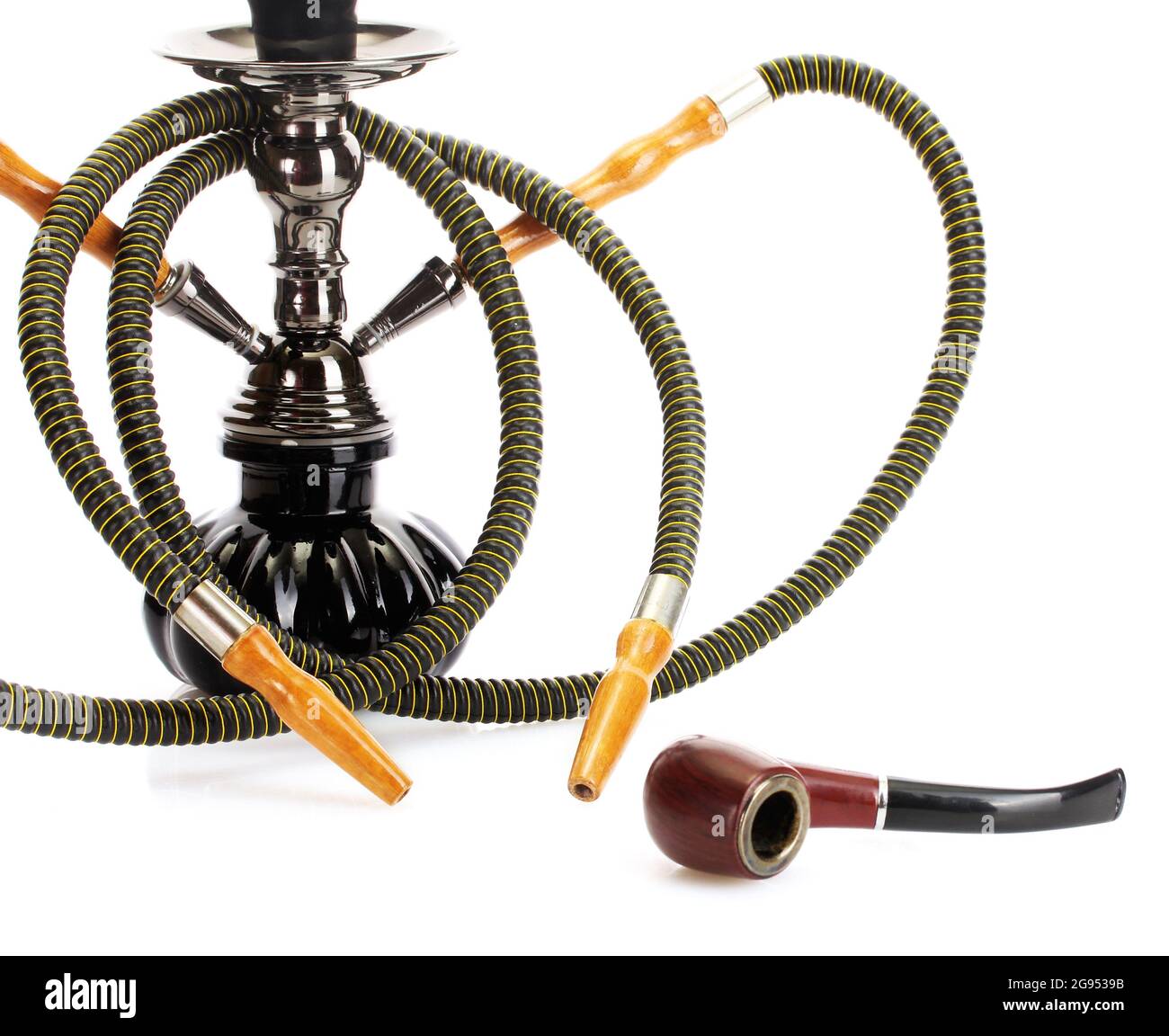 hookah and pipe on white background close-up Stock Photo - Alamy